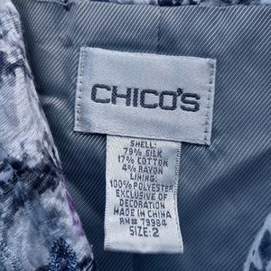 Chico's | Jackets & Coats | Chicos Purple Black White Silver Jacket ...